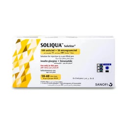 Soliqua Solostar 10-40 Ds 100 U / Ml 50 Mcg / Ml 3 Pens 3 Ml